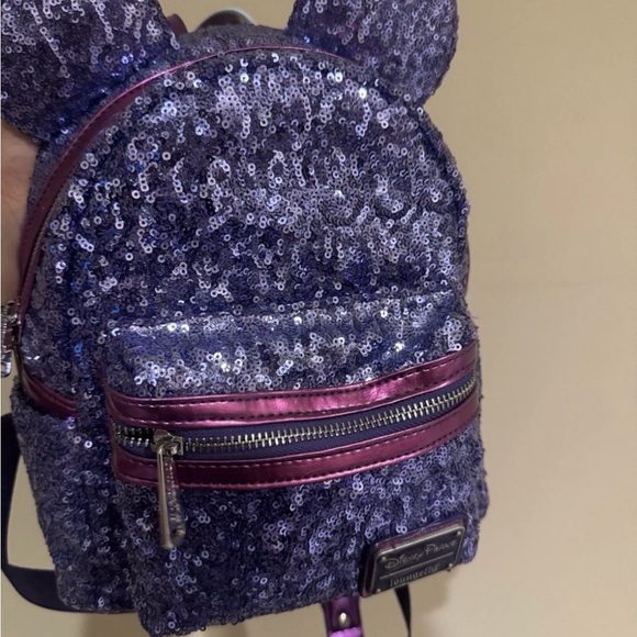 Bags | Sequin Mini Backpack Purple | Poshmark